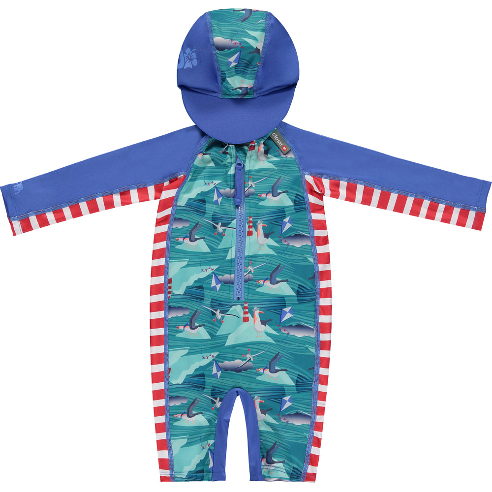 Close Pop-in Long Sleeved Recycled Toddler Beach Sunsuit - Unisex with ...